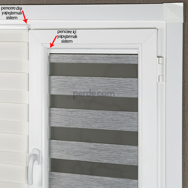 Kapı Pencere için Zebra Perde - Cama Takılan Yapışkanlı Çıta , Briz ...